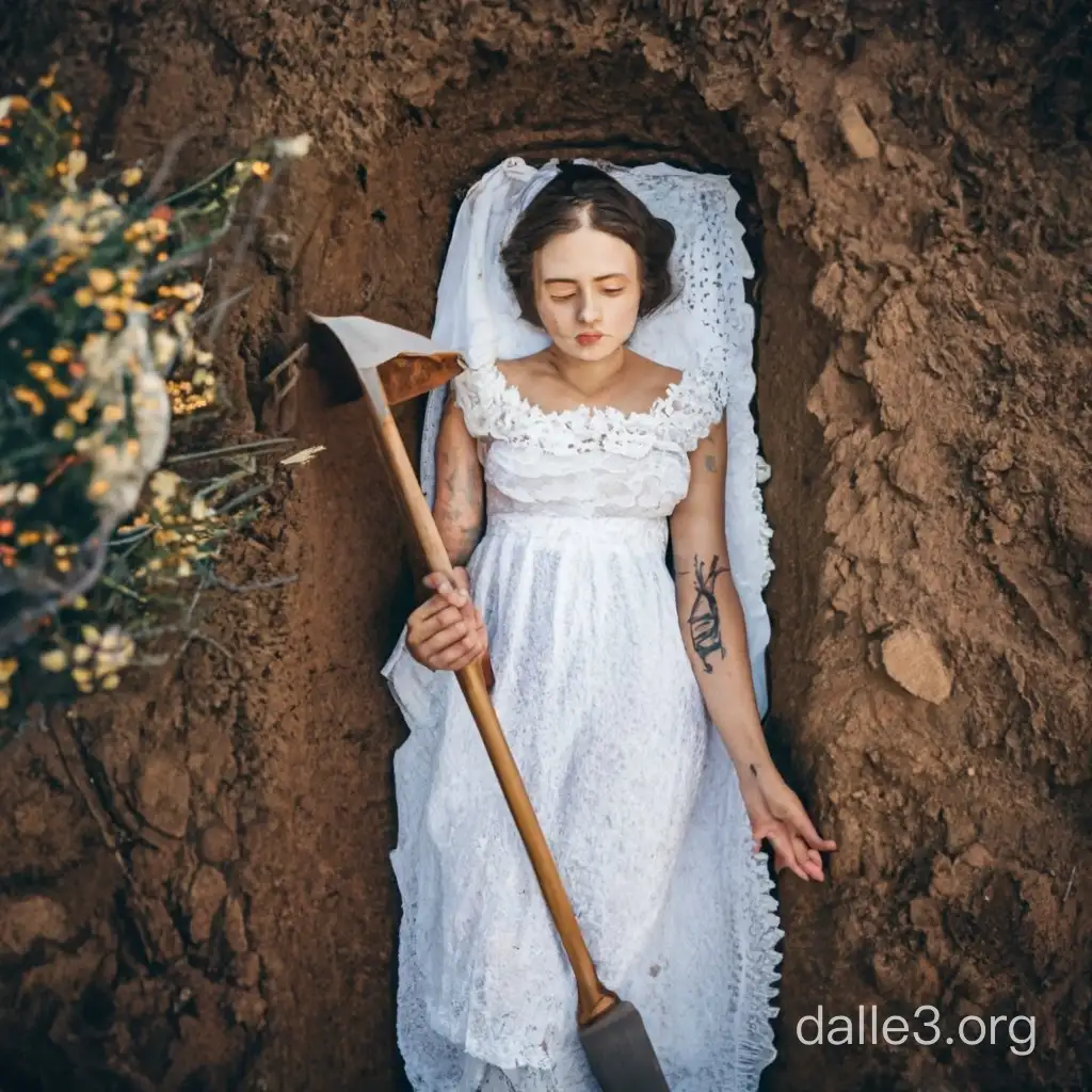 Ethereal Rest Pale Girl in White Funeral Dress Lies in Coffin | Dalle3 AI