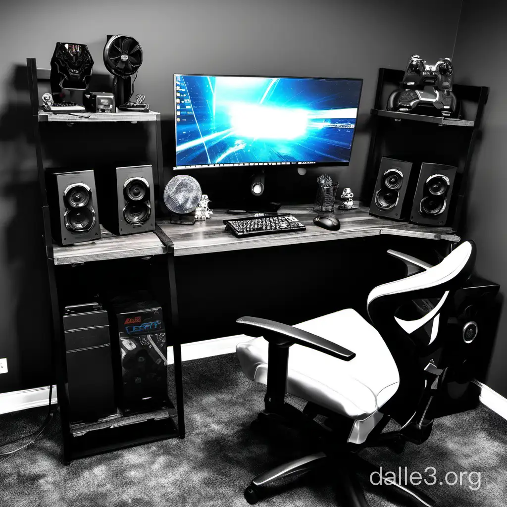 Modern Gaming Room Desk Setups with Sleek Design | Dalle3 AI Modern Gaming Room Desk Setups with Sleek Design | Dalle3 AI