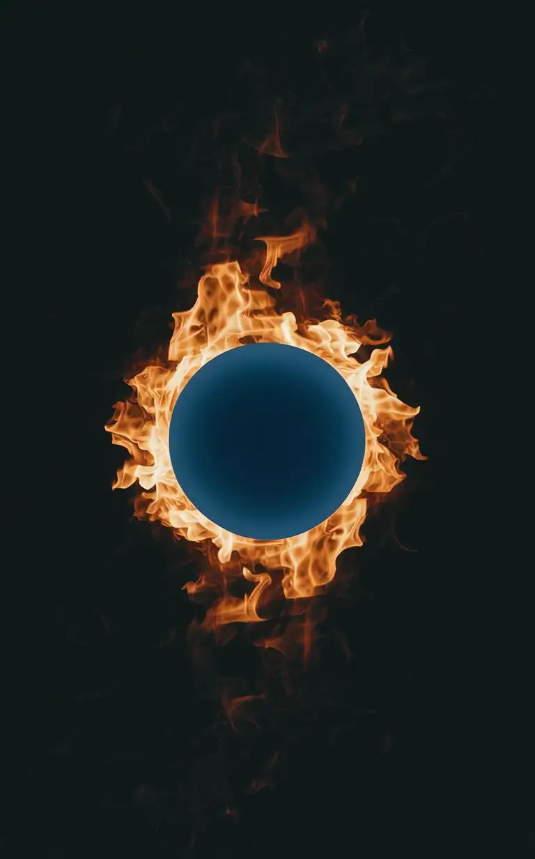 FlameEmbraced Blue Sphere Centered on Screen | AI Art Generator