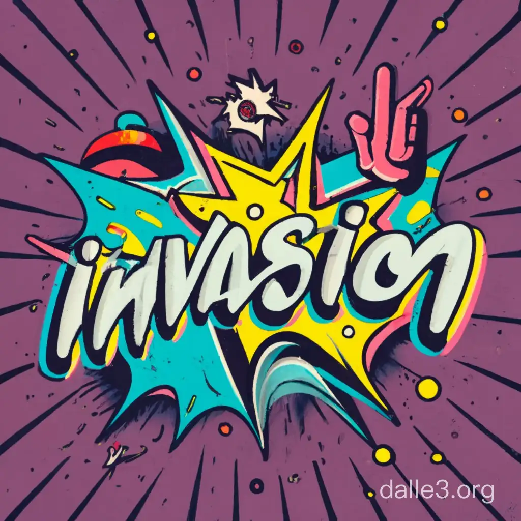 Vintage ComicStyle Graffiti Dark Tones Invasion | Dalle3 AI