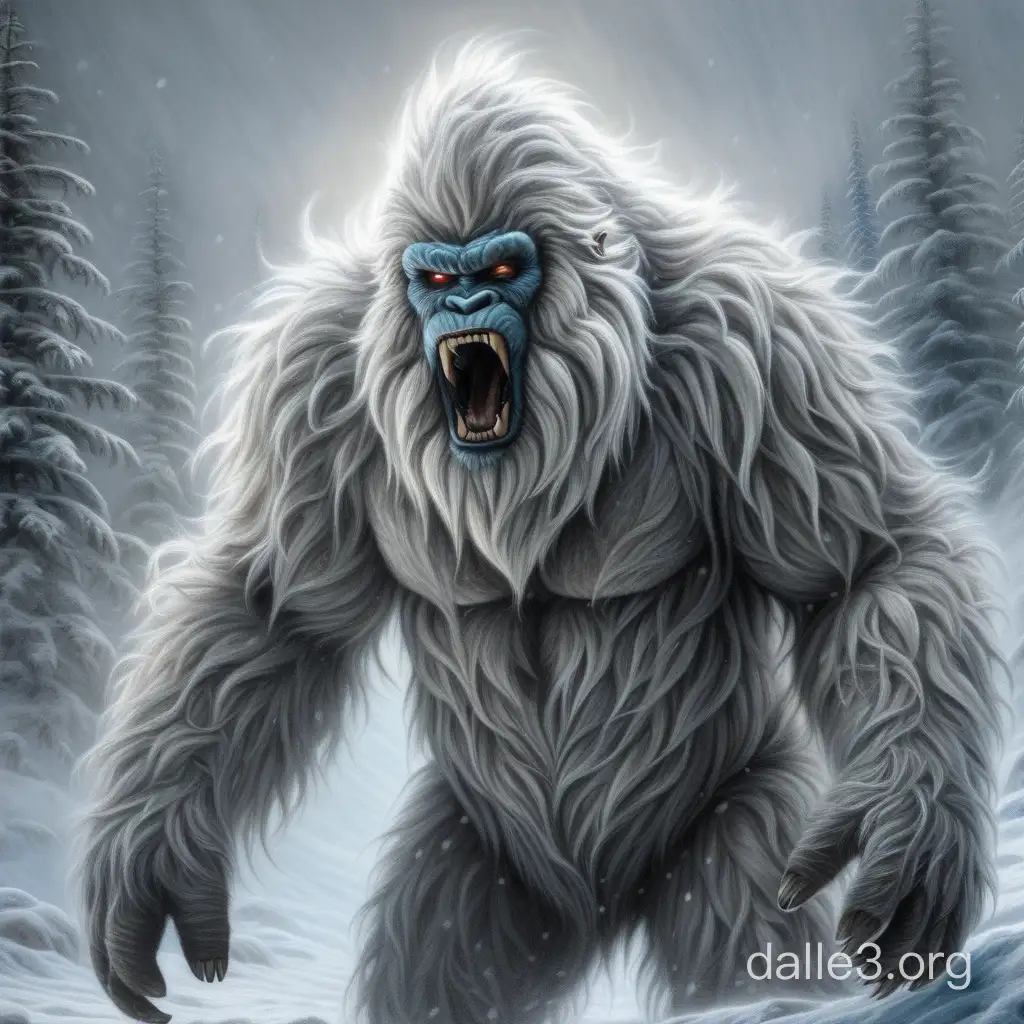 Majestic Yeti Roaring in Blizzard Hyper Realism | Dalle3 AI