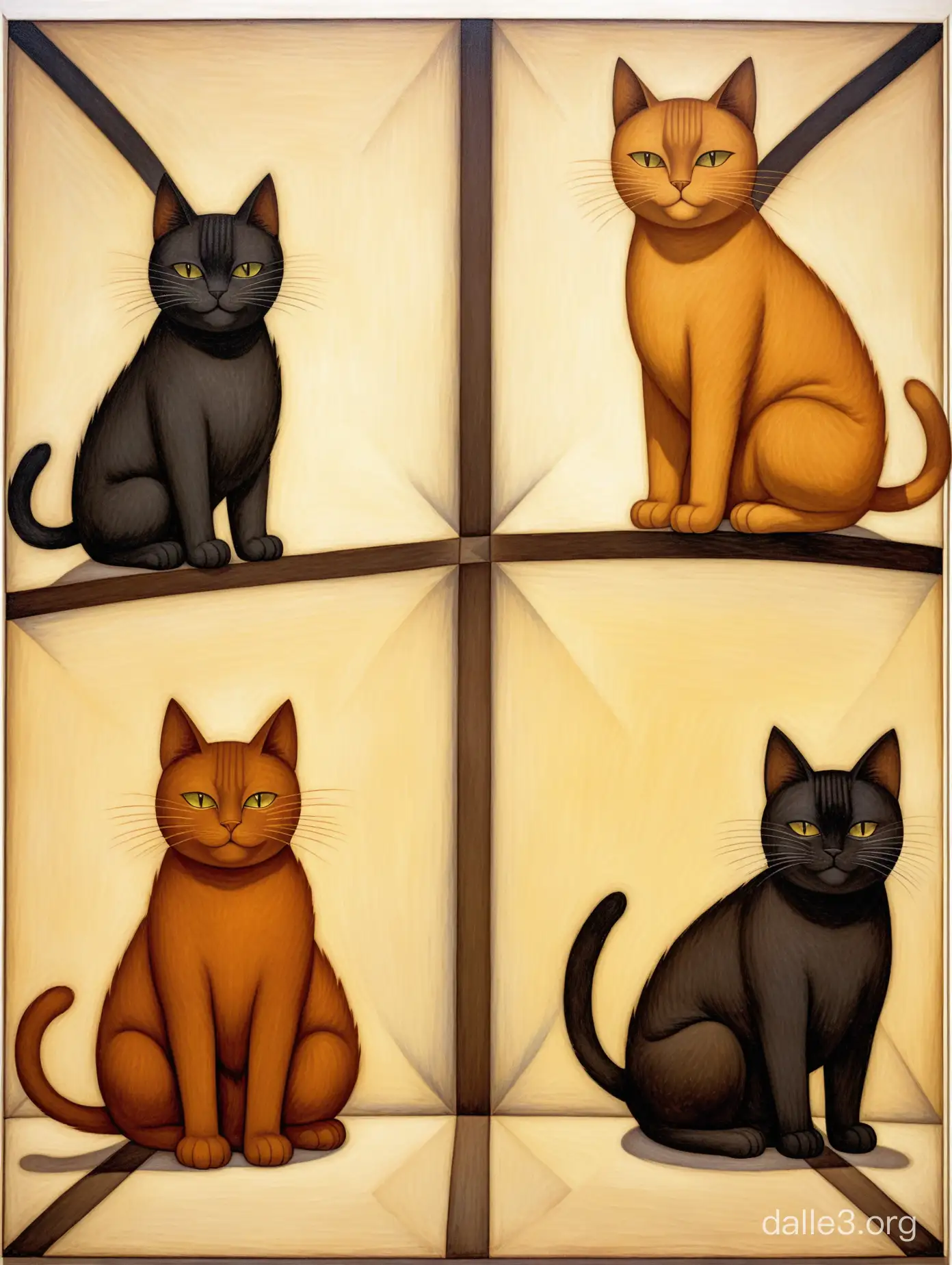 Diego Riveras Artistic Representation Of Cats In Quadrants Dalle3 Ai