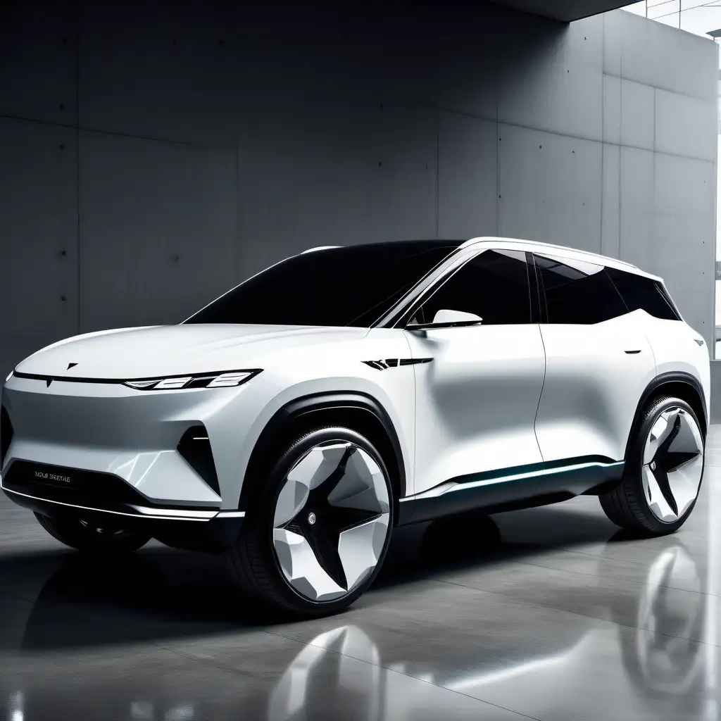 Futuristic White Electric Suv Concept Visionary Design 2039 Muse Ai