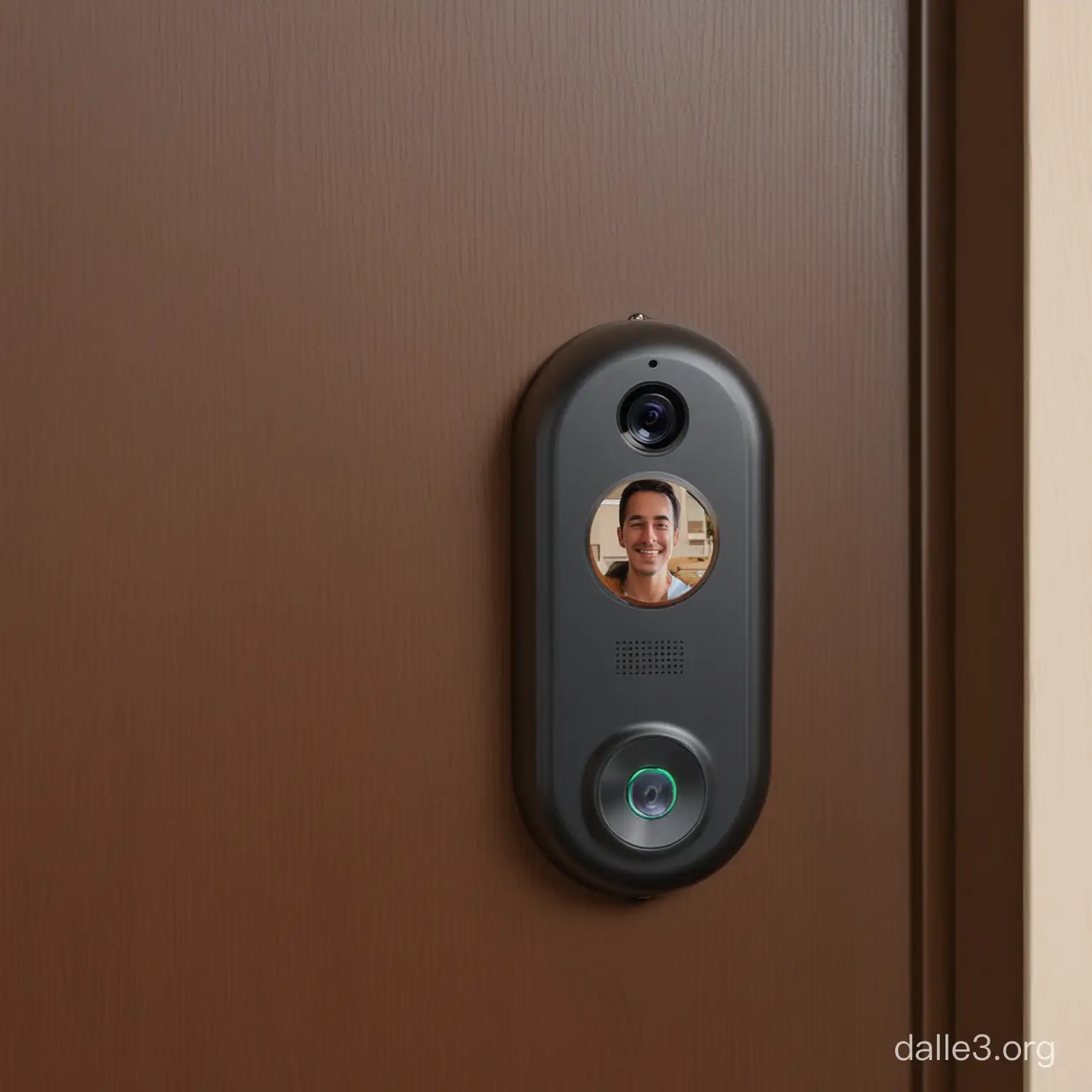 Modern Smart Door with Peephole Camera and Face ID Recognition | Dalle3 AI