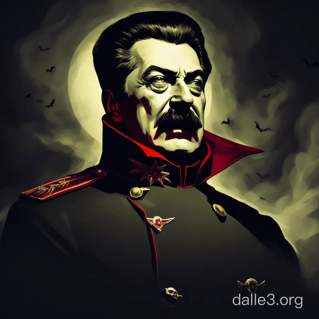 Dark Portrayal of Stalin as a Vampire Ruler | Dalle3 AI