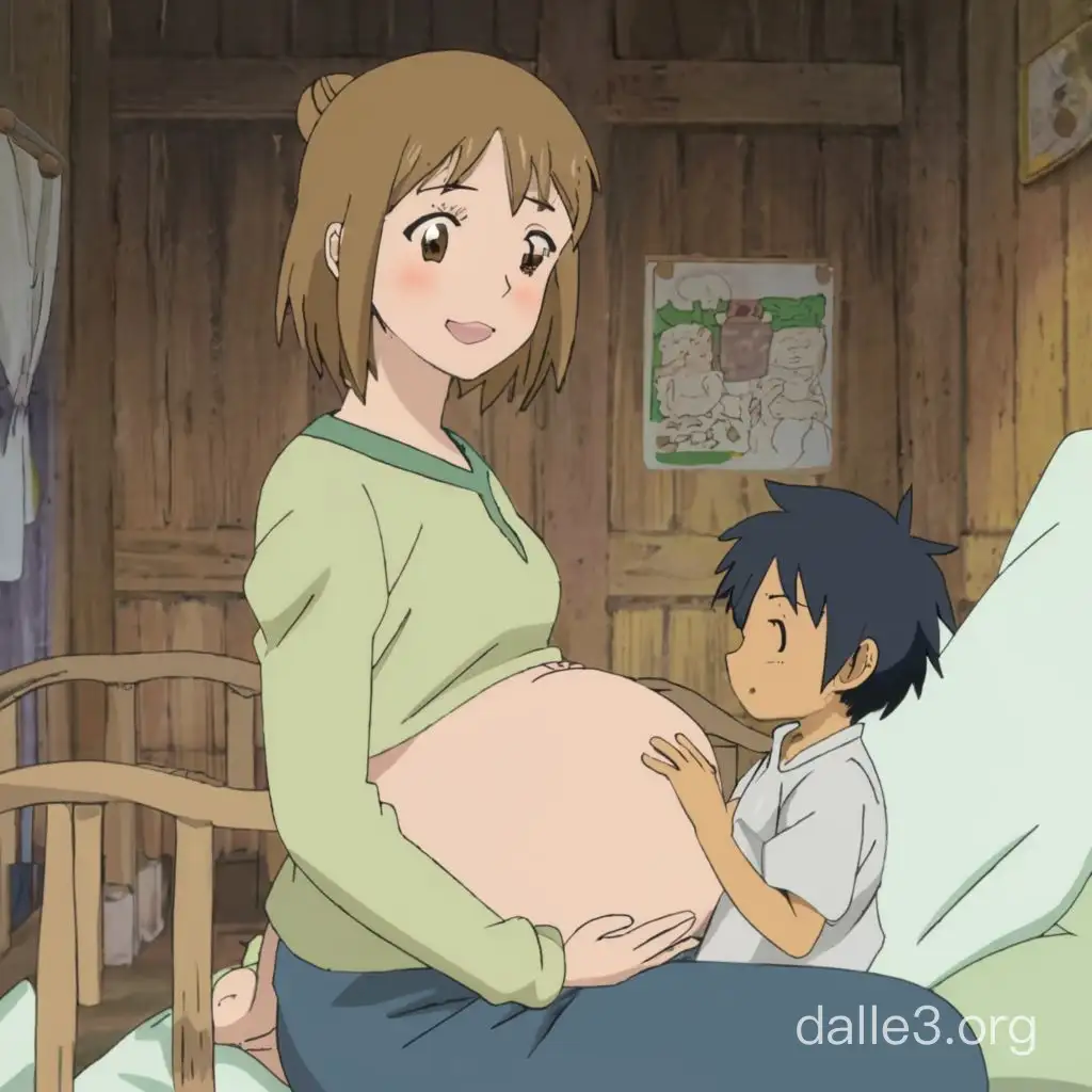 Heartwarming Ghibli Anime Scene Sons Tender Embrace During Mothers ...