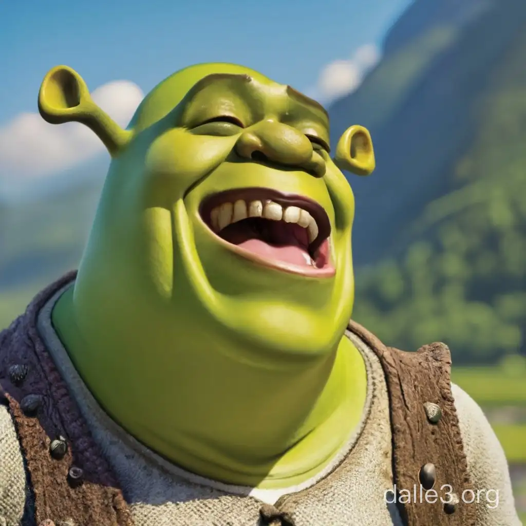 Shreks Boisterous Laughter Echoing Through the Swamp | Dalle3 AI