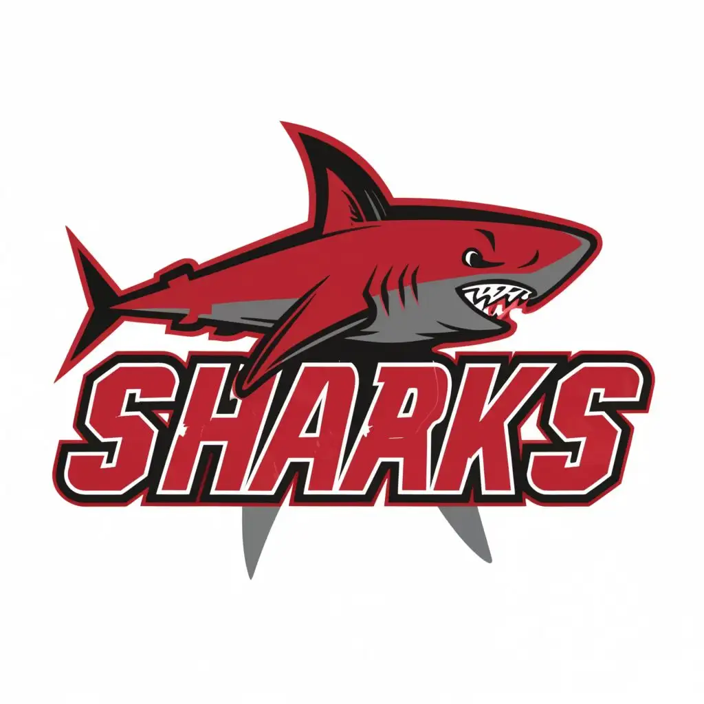 LOGO Design For Sharks Bold Red and Black Typography Featuring a Fierce ...