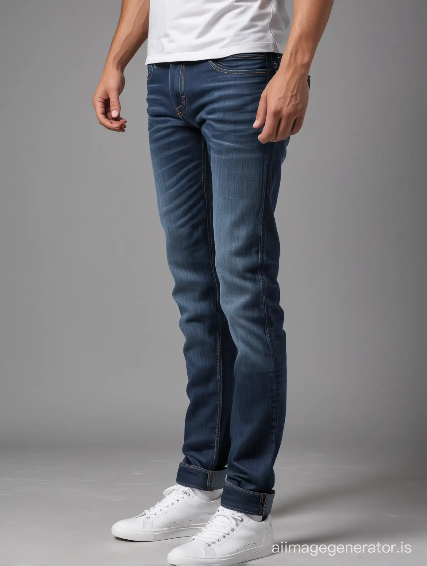 Dark Blue AcidWashed Denim Man with Contrast Stitching and Dutch Angle ...