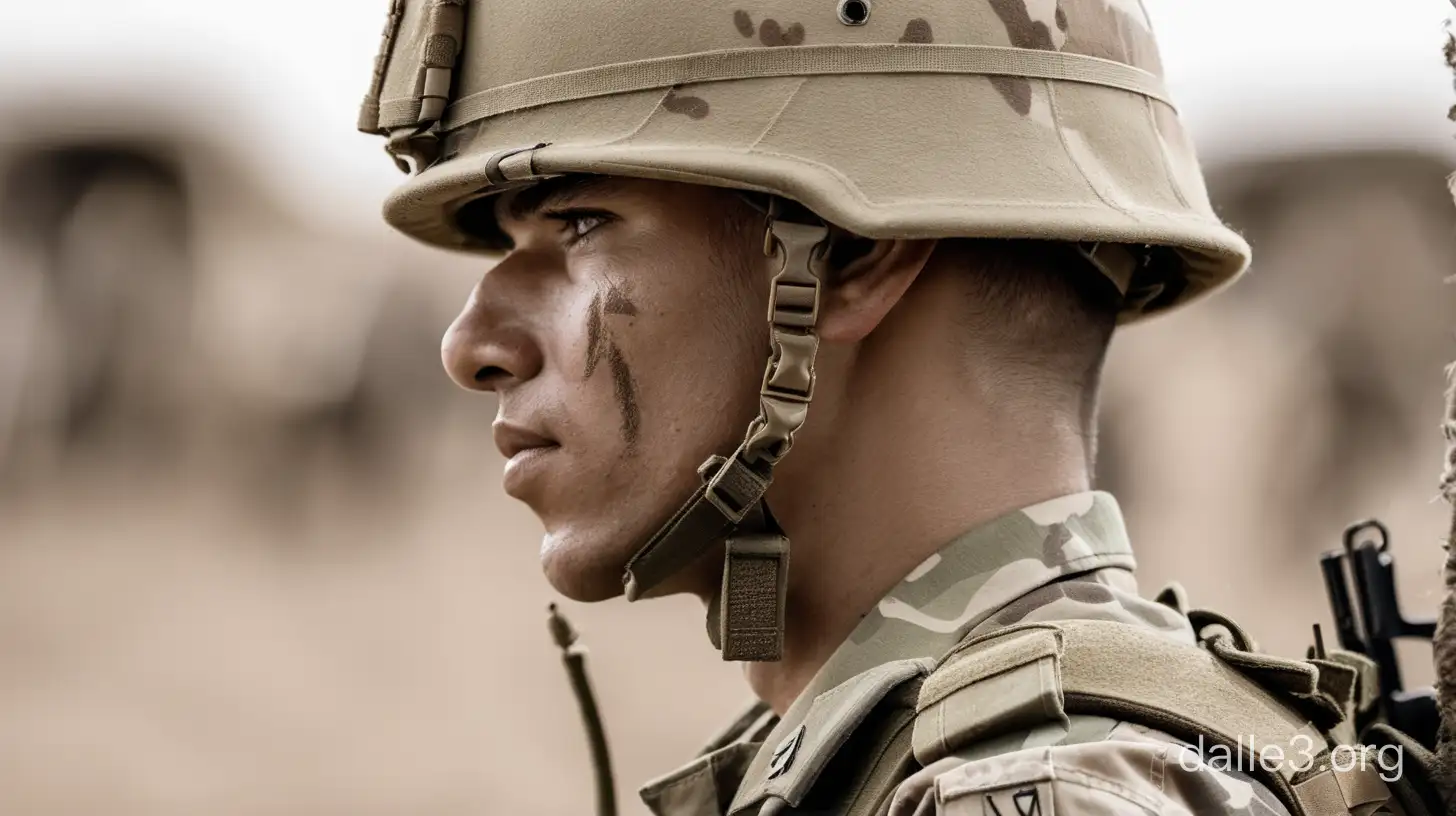 Profile Portrait of a Seasoned Soldier in Profile View | Dalle3 AI