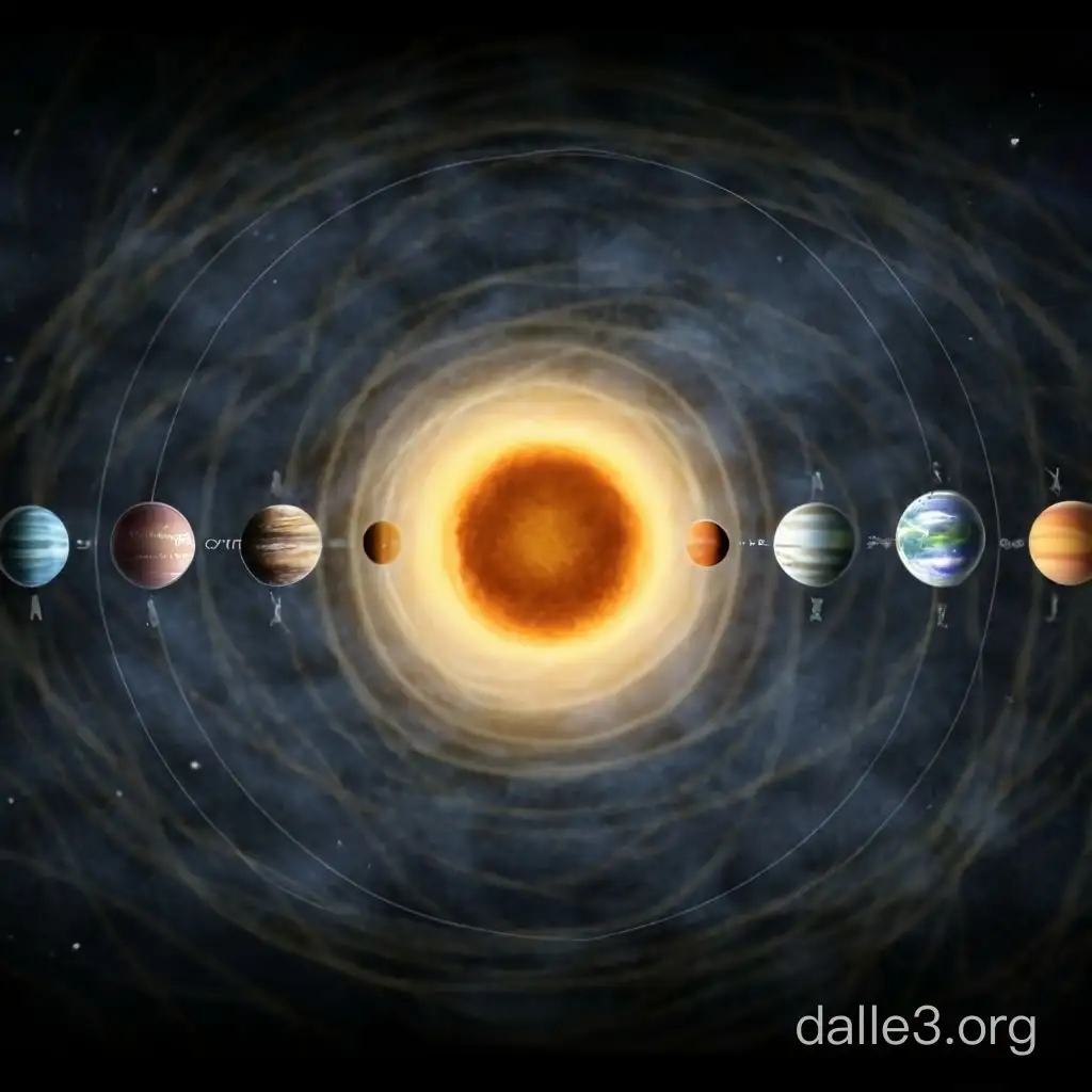 Realistic Solar System Illustration Sun and Planets Orbiting with Moons ...