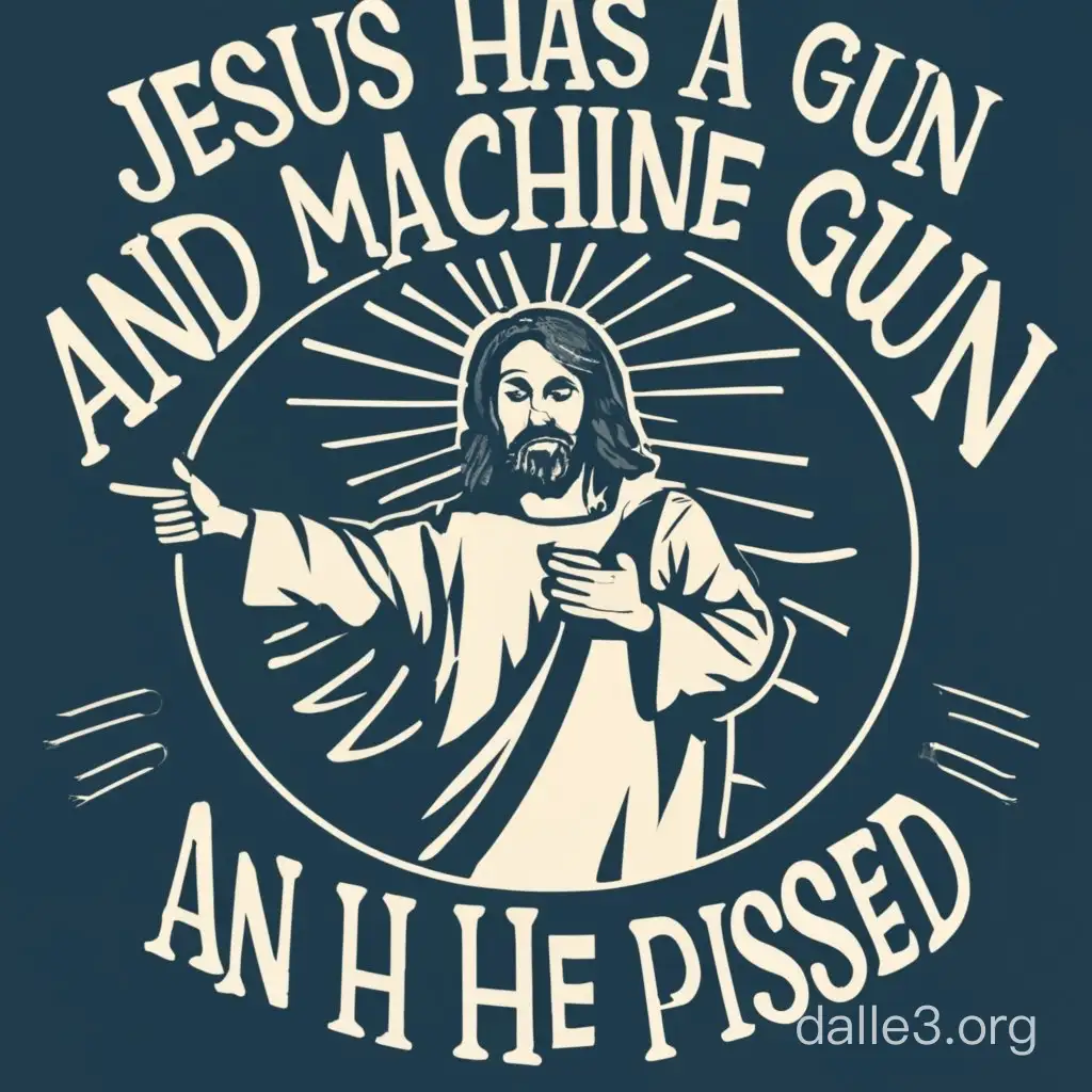 Intense Moment Determined Jesus Wielding a Machine Gun | Dalle3 AI