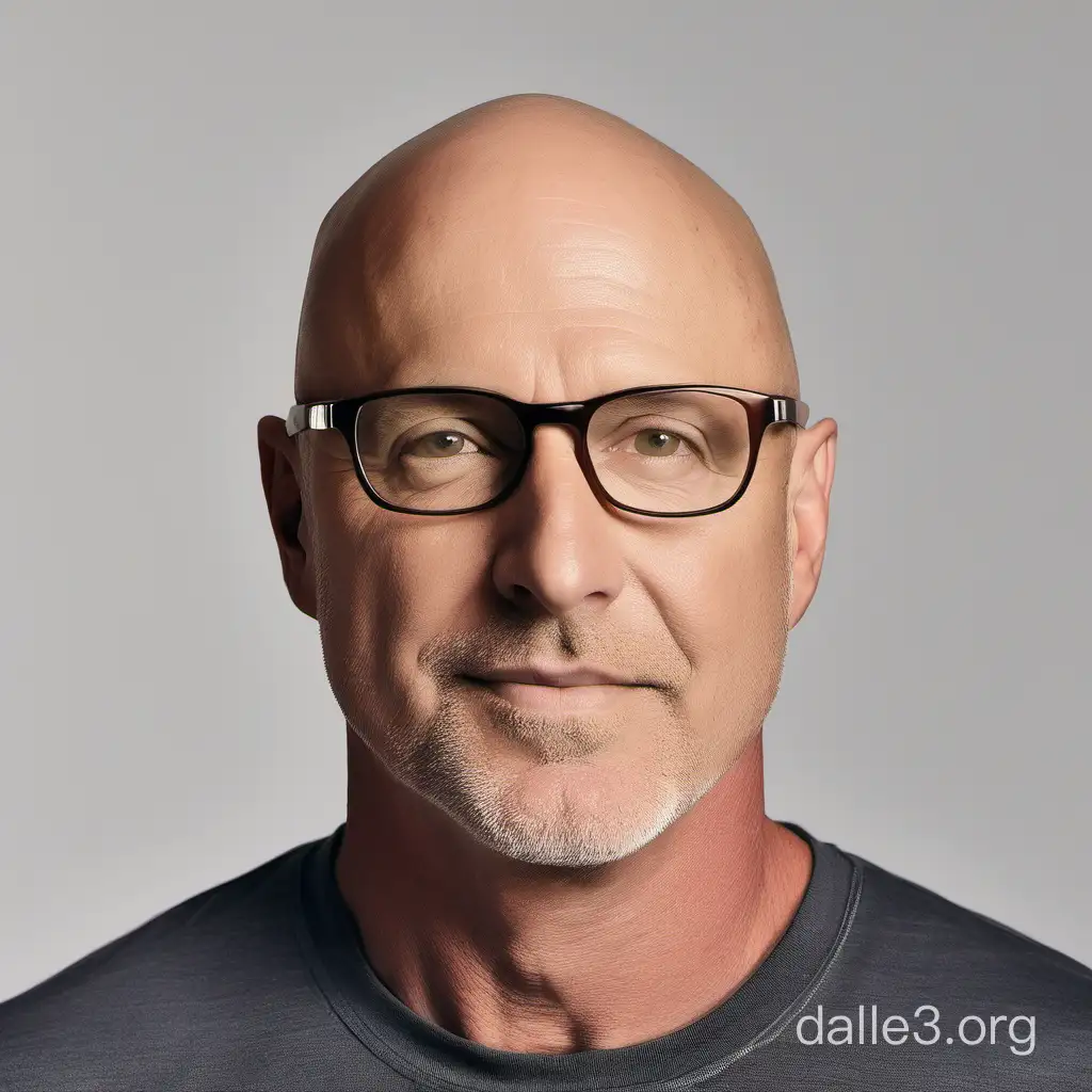 Middleaged Bald Man with Glasses and Stubble | Dalle3 AI