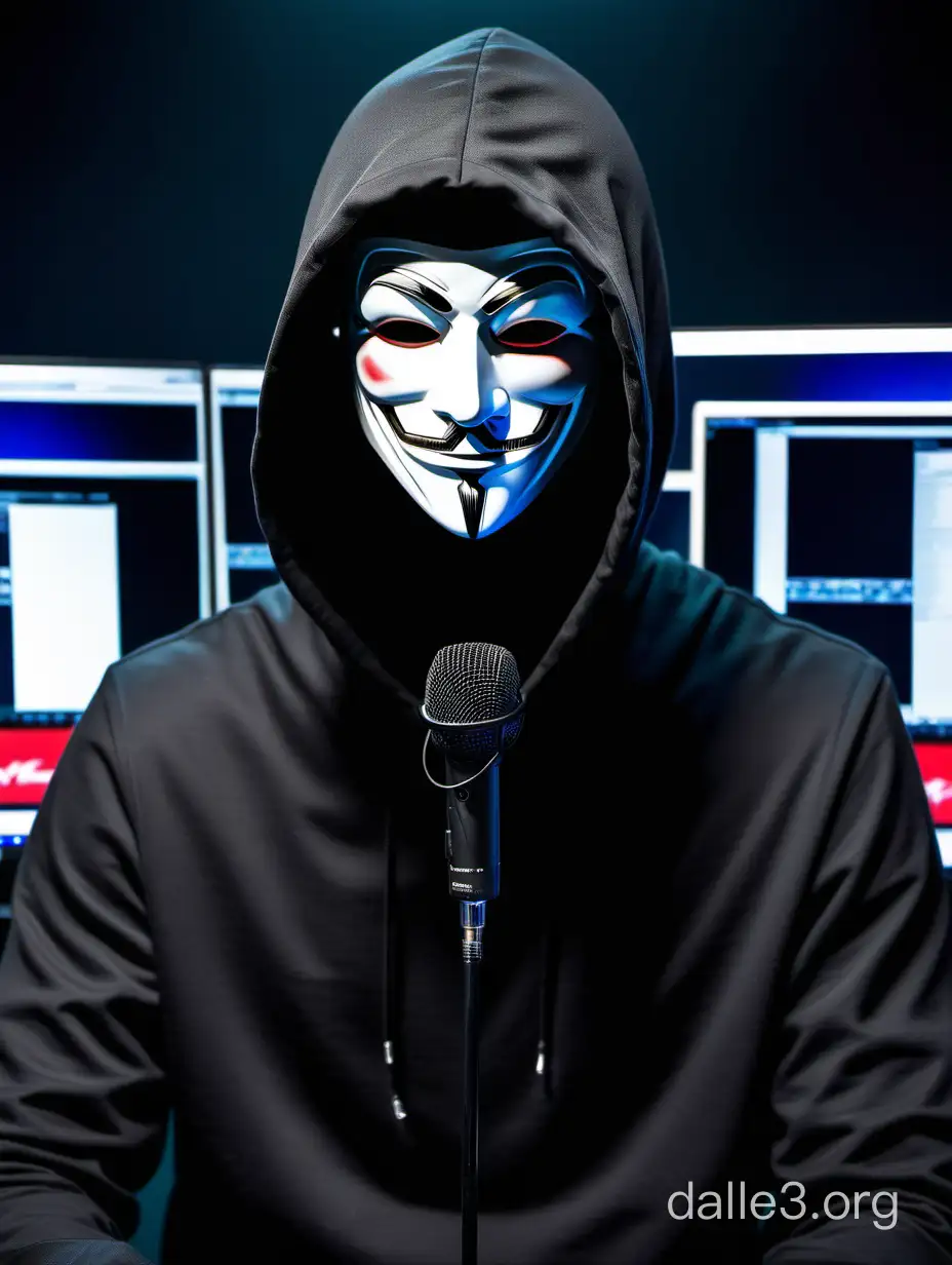 Anonymous Masked YouTuber in Cyber Lair with HyperX QuadCast Microphone ...