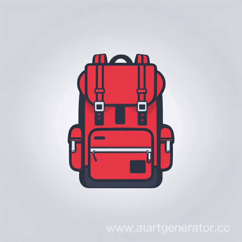 Minimalist Red Backpack Icon | AI Art Generator