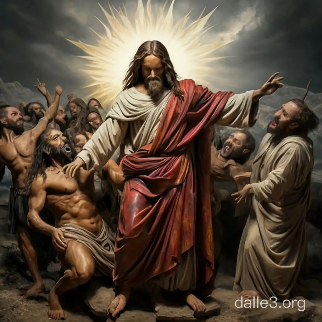 Spiritual Battle Jesus Confronts Demonic Forces | Dalle3 AI