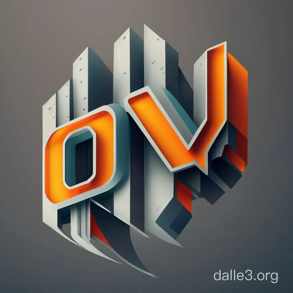 Urban Style 3D Logo Design GrayOrange OV Letters Resemble Cityscape ...