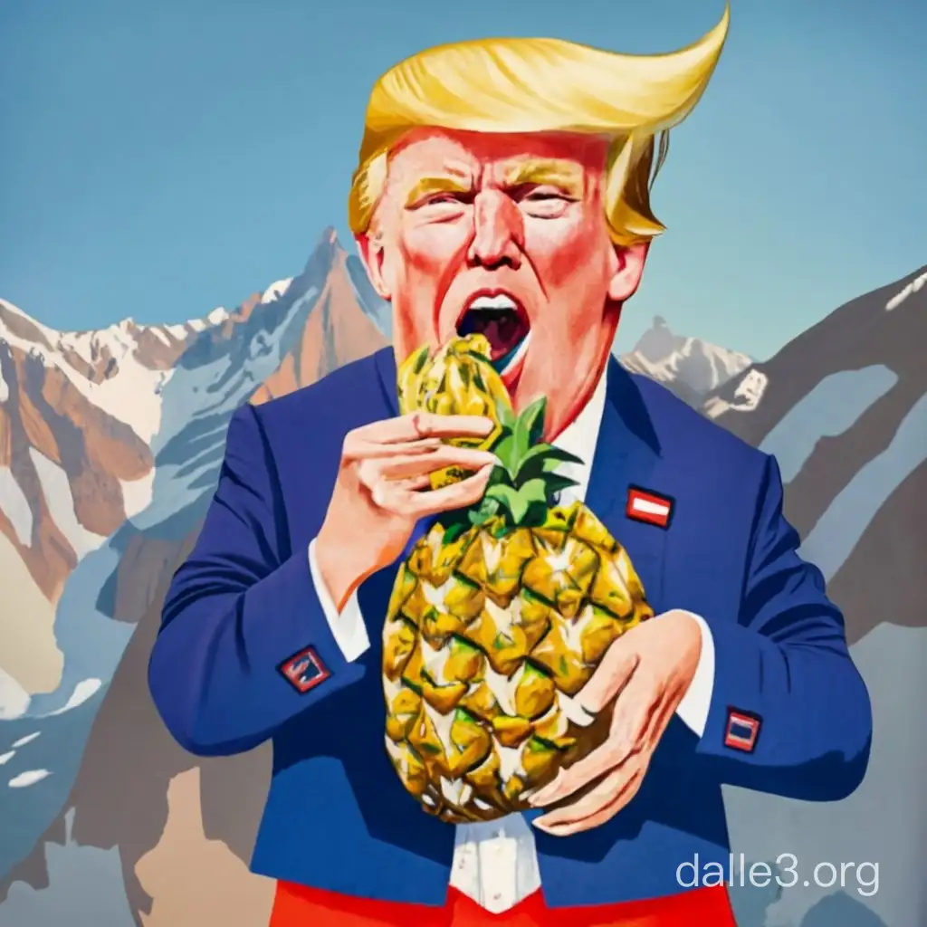 Donald Trump Enjoying Pineapple Atop Mount Everest with Mickey Mouse ...