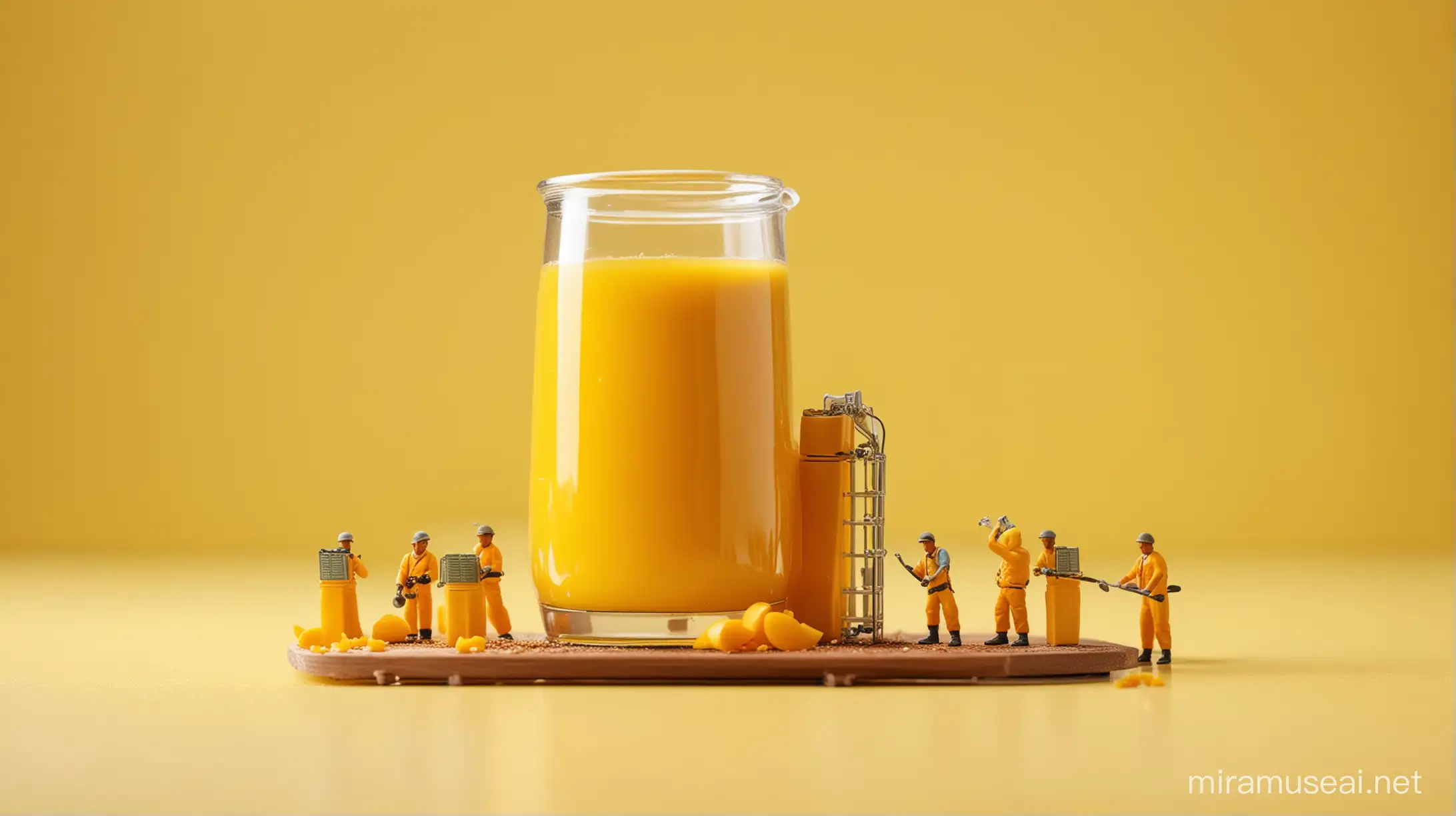 Macro Photography Tiny Figures in a Miniature Mango Juice Factory on ...