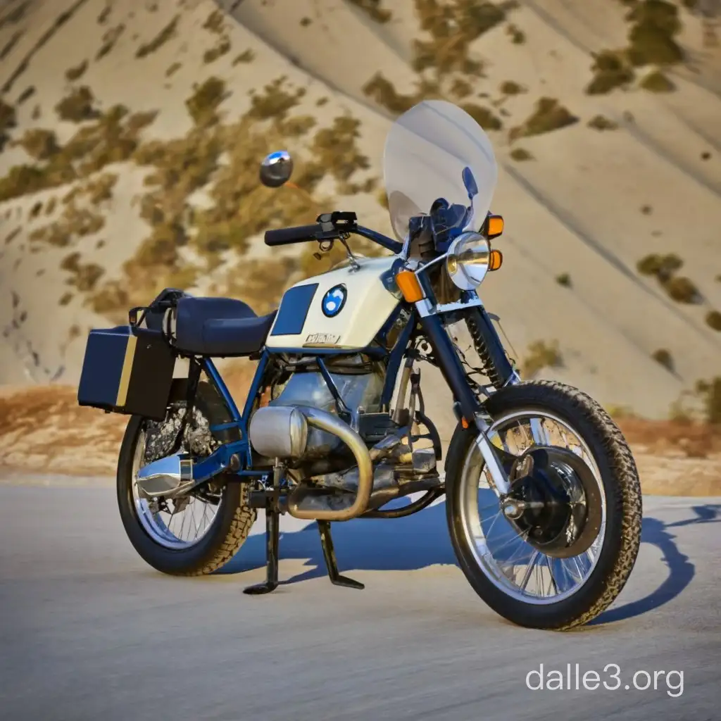Classic BMW R80GS Motorcycle in Scenic Countryside | Dalle3 AI