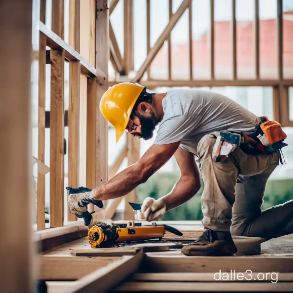 Skilled Contractor Constructing a Modern Home | Dalle3 AI