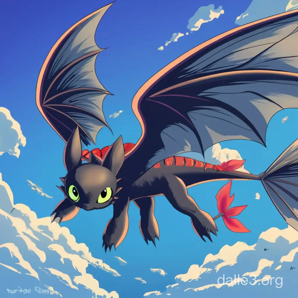 Toothless Dragon in Anime Style Mystical Creature with Vibrant Colors ...