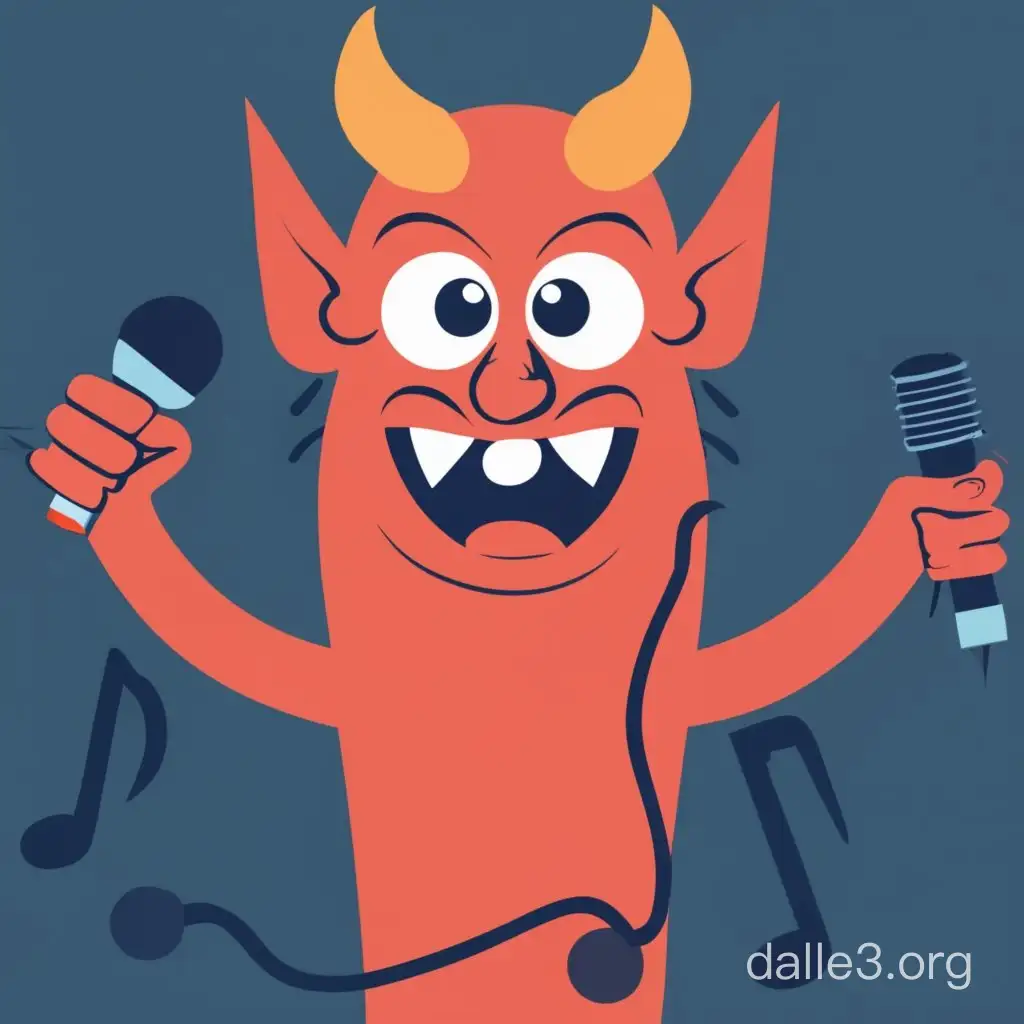 Playful Cartoon Satan Singing in a Whimsical Performance | Dalle3 AI