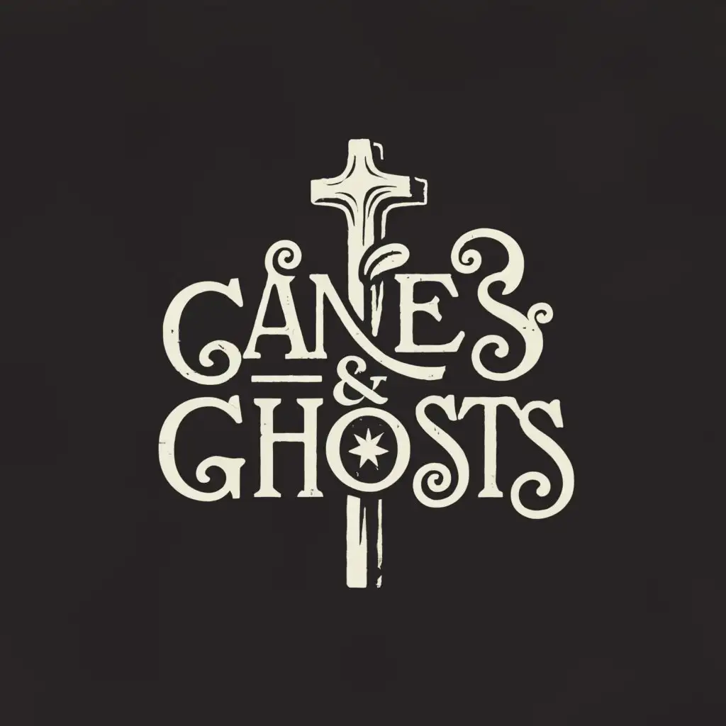 LOGO Design For Canes Ghosts Haunting Gravestone Ghost Cane Emblem | AI ...