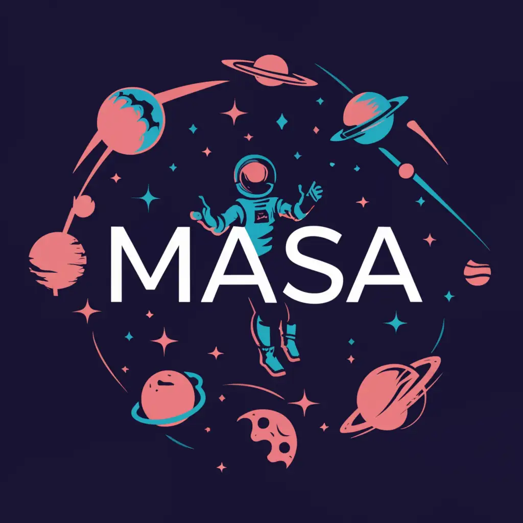 LOGO Design For MASA Astronaut in Space Against Big Data Background ...