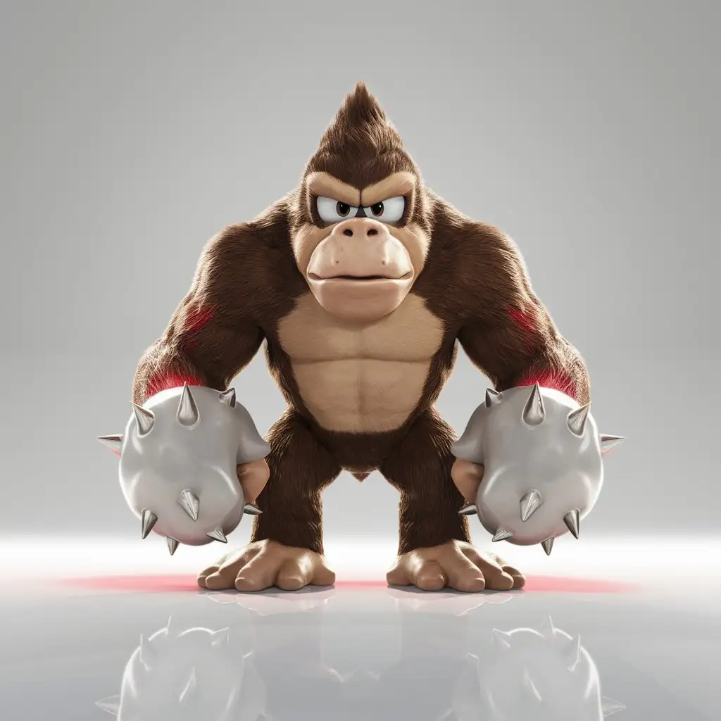 Muscular Knuckle Kong with Spiked Knuckles on White Background | Dalle3 AI