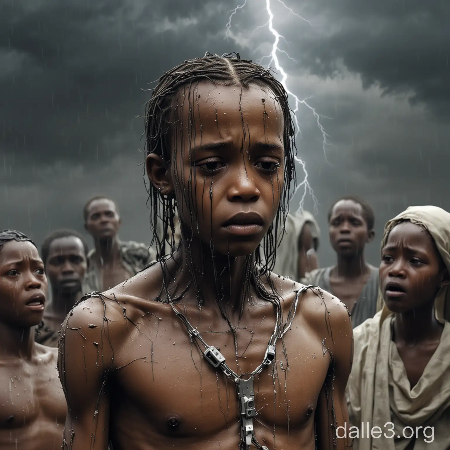 Cyborg Jesus Christ in a Thunderstorm with Starving African Child ...