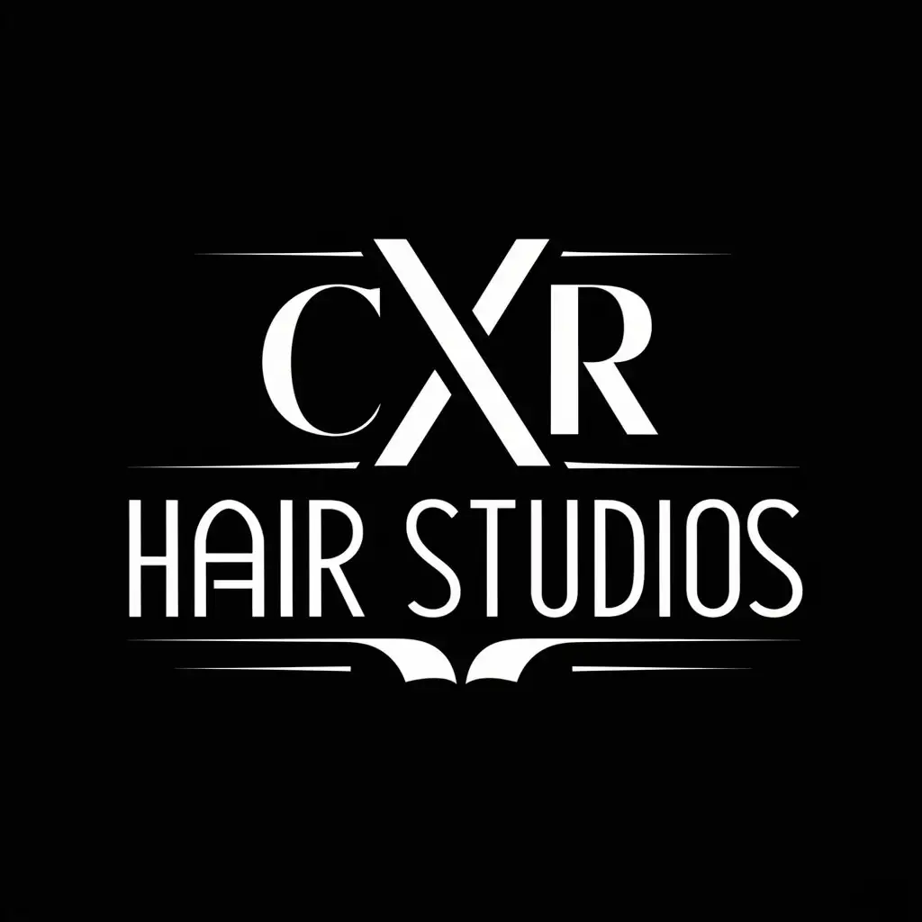 LOGO Design For CXR Hair Studio Sleek TextBased Logo on Black ...