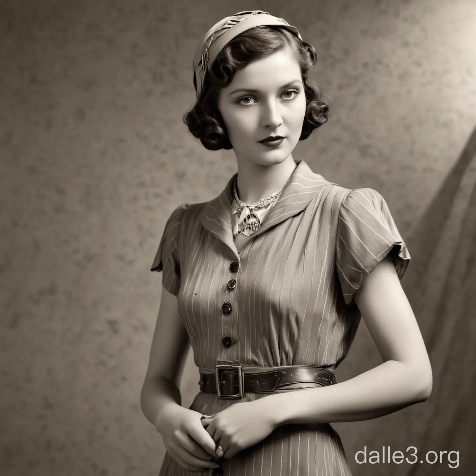 Model Posing in 1930s Fashion for Vintage Photoshoot | Dalle3 AI