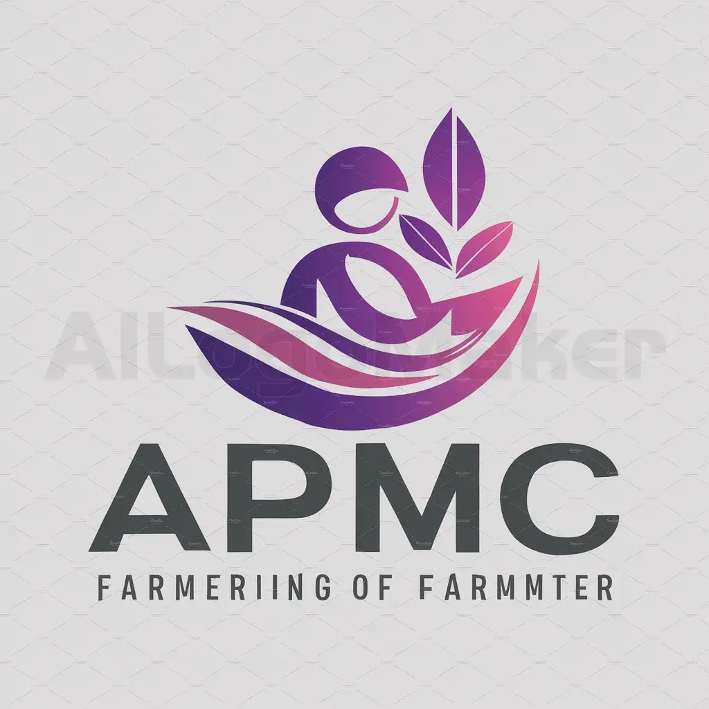 LOGO Design for APMC Vibrant Purple Text with Farmer People and Plant ...