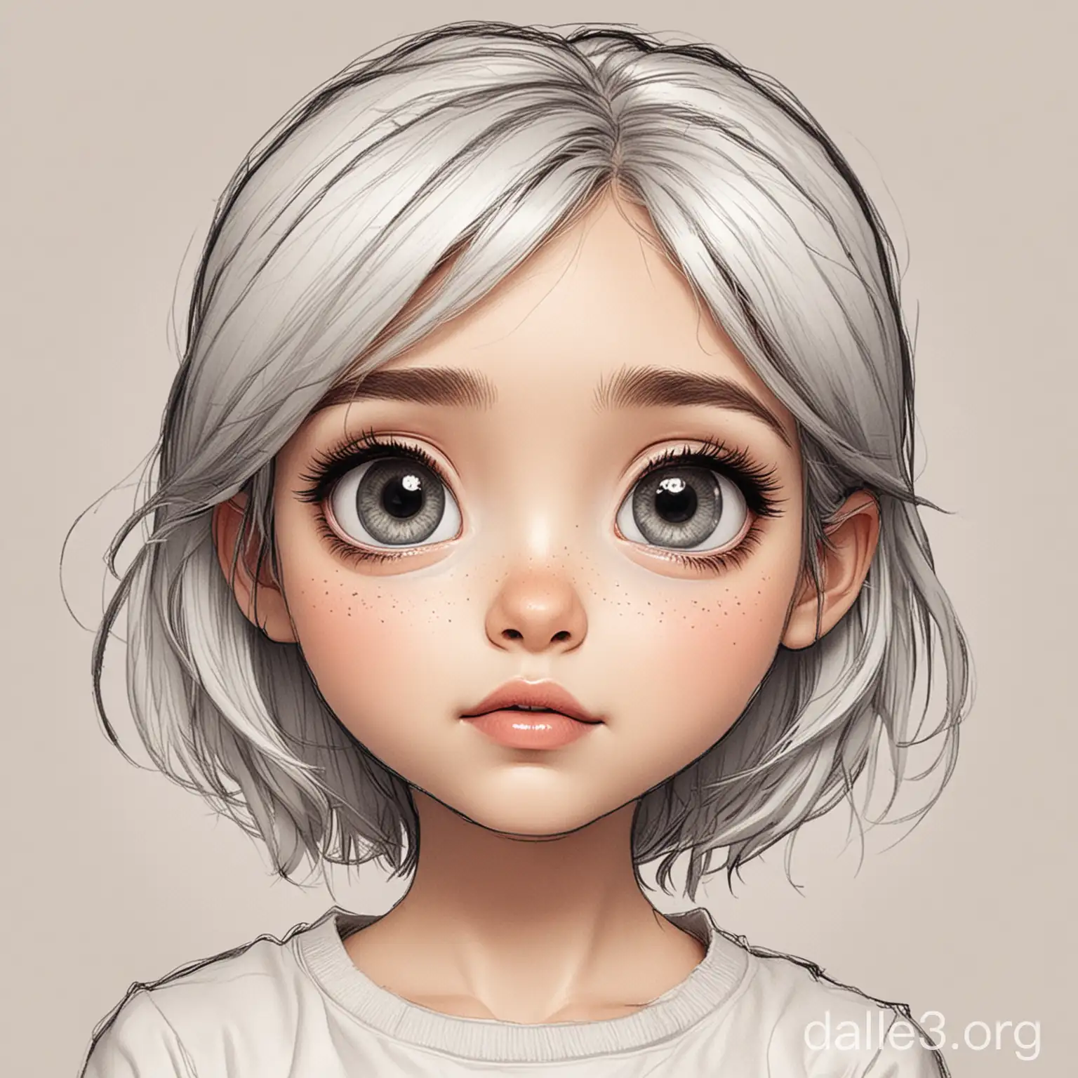 Adorable Cartoon Girl With Big Eyes On White Background Disney Style