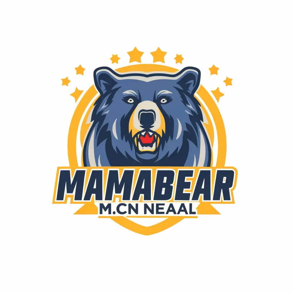 LOGO Design For MamaBear McNeal Bold Blue Yellow Mascot Logo for ...