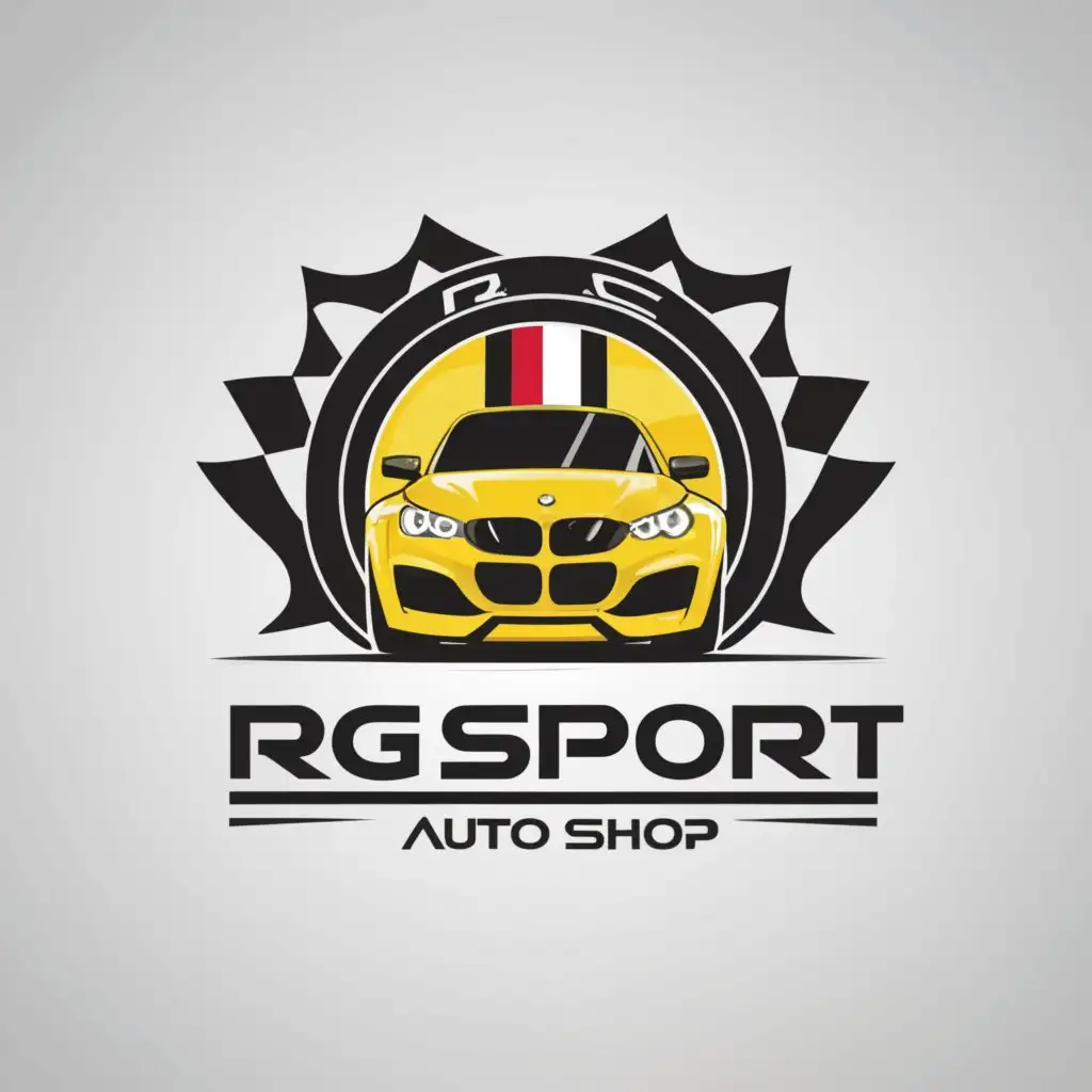 LOGO Design For RG Sport Bold Yellow and Black BMWthemed Logo on White ...