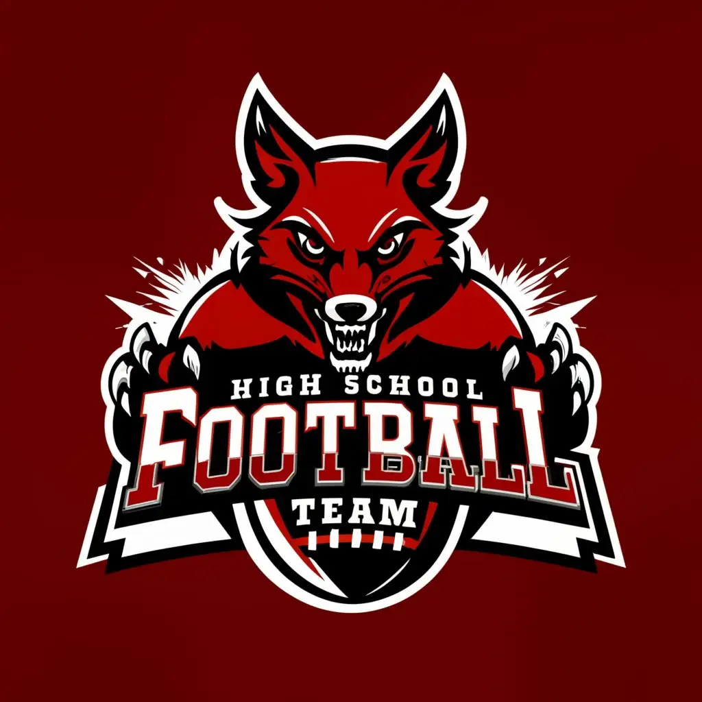 LOGO Design For High School Football Team Dynamic Red Black with Fox ...