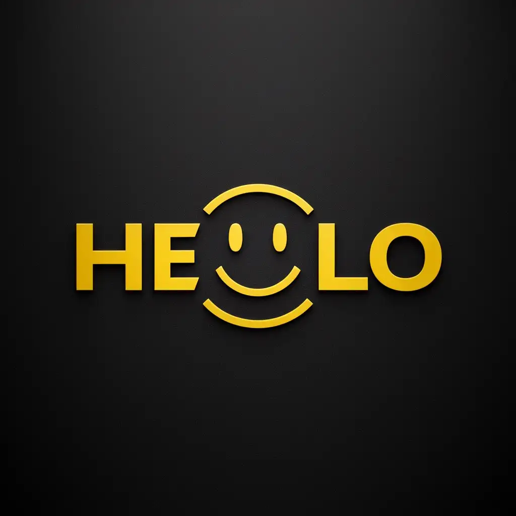 LOGO Design For Hello Minimalistic Smiley with Yellow Text on Black ...